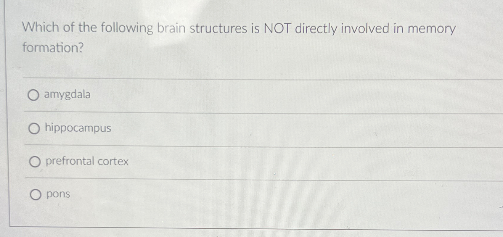 Solved Which of the following brain structures is NOT | Chegg.com