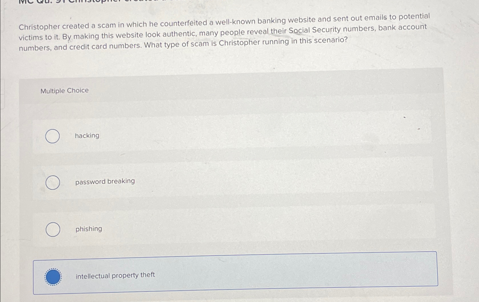 Solved Christopher created a scam in which he counterfeited | Chegg.com