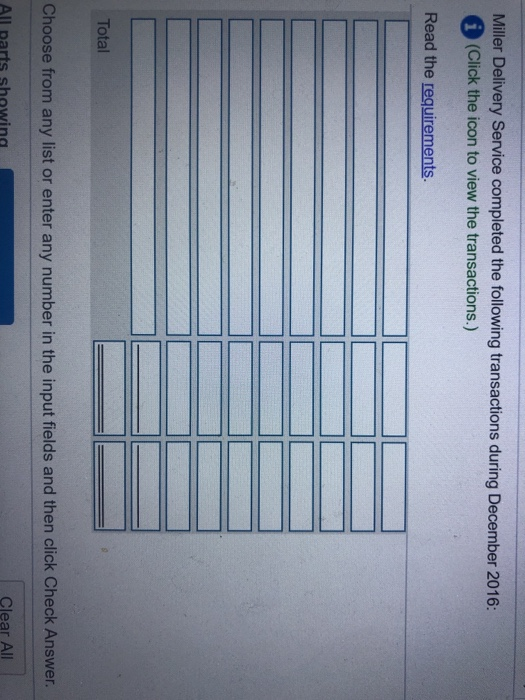 Solved Miller Delivery Service completed the following | Chegg.com