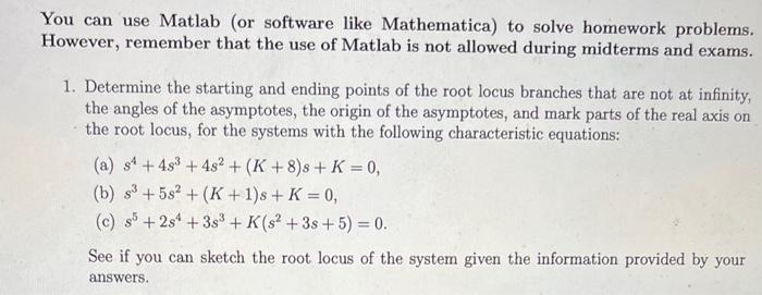 Solved You can use Matlab (or software like Mathematica) to | Chegg.com