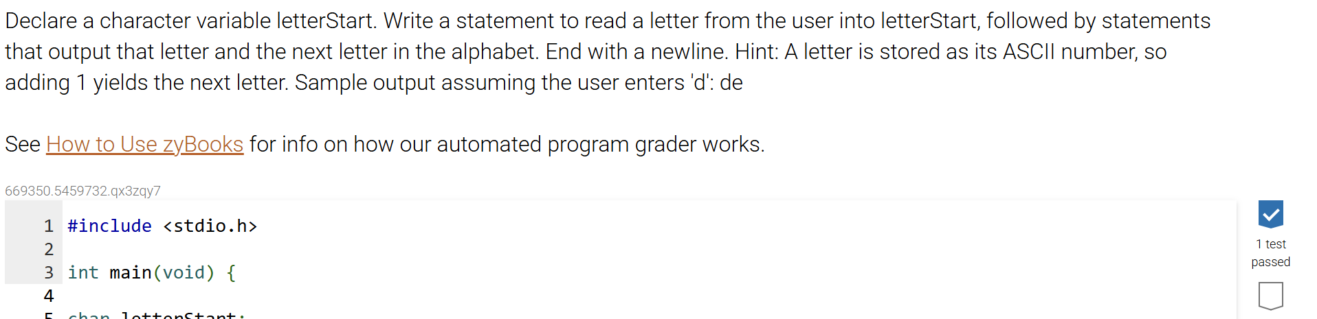 Solved Declare a character variable letterStart. Write a | Chegg.com