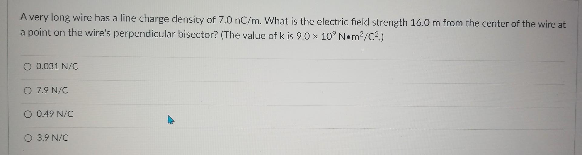Solved A very long wire has a line charge density of | Chegg.com