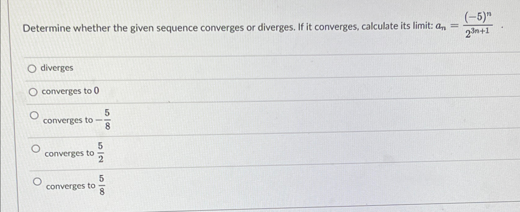 Solved Determine whether the given sequence converges or | Chegg.com