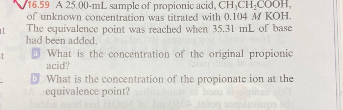 Solved at V16.59 A 25.00-mL sample of propionic acid, | Chegg.com