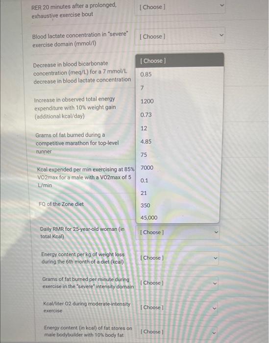 Solved \begin{tabular}{l|l} Decrease in blood bicarbonate & | Chegg.com