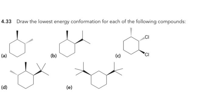 Solved 4.33 Draw the lowest energy conformation for each of | Chegg.com
