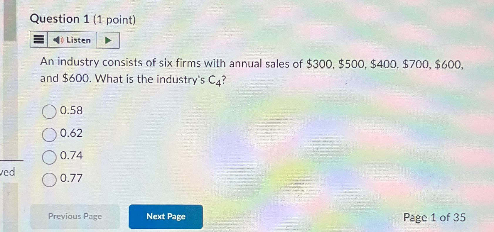 Solved Question 1 (1 ﻿point)ListenAn industry consists of | Chegg.com