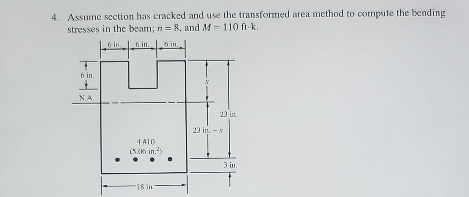 Solved 4. Assume section has cracked and use the transformed | Chegg.com