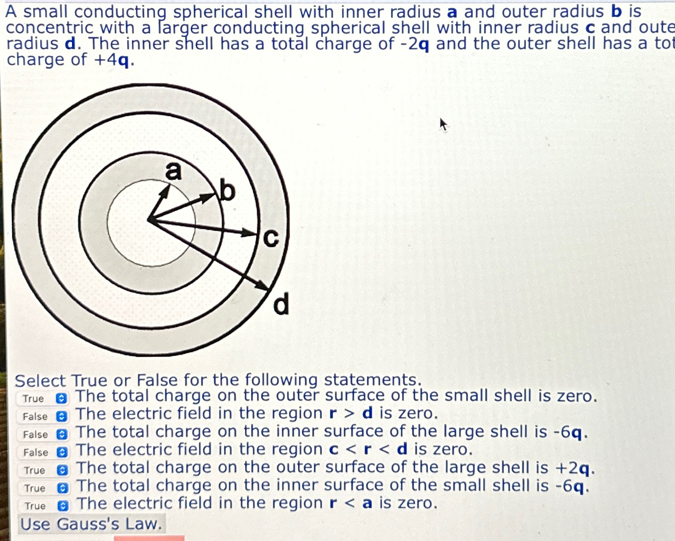 Solved A small conducting spherical shell with inner radius | Chegg.com