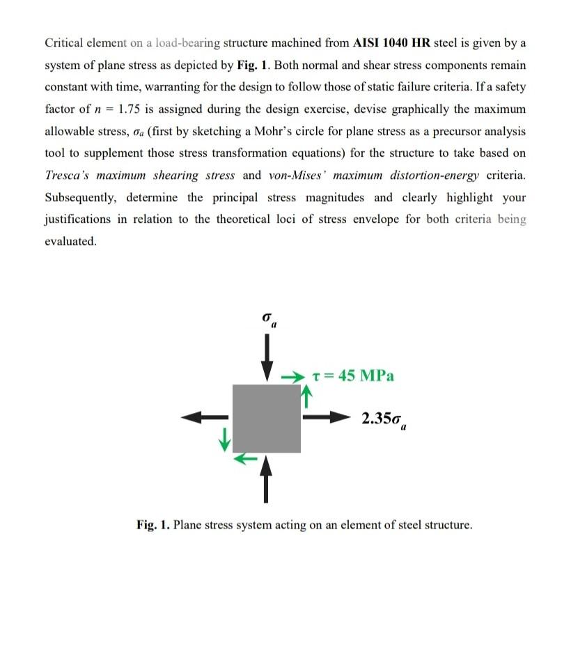 Solved Critical element on a load-bearing structure machined | Chegg.com