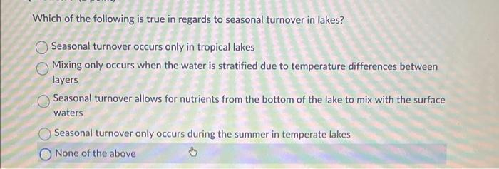 Solved Which of the following is true in regards to seasonal | Chegg.com