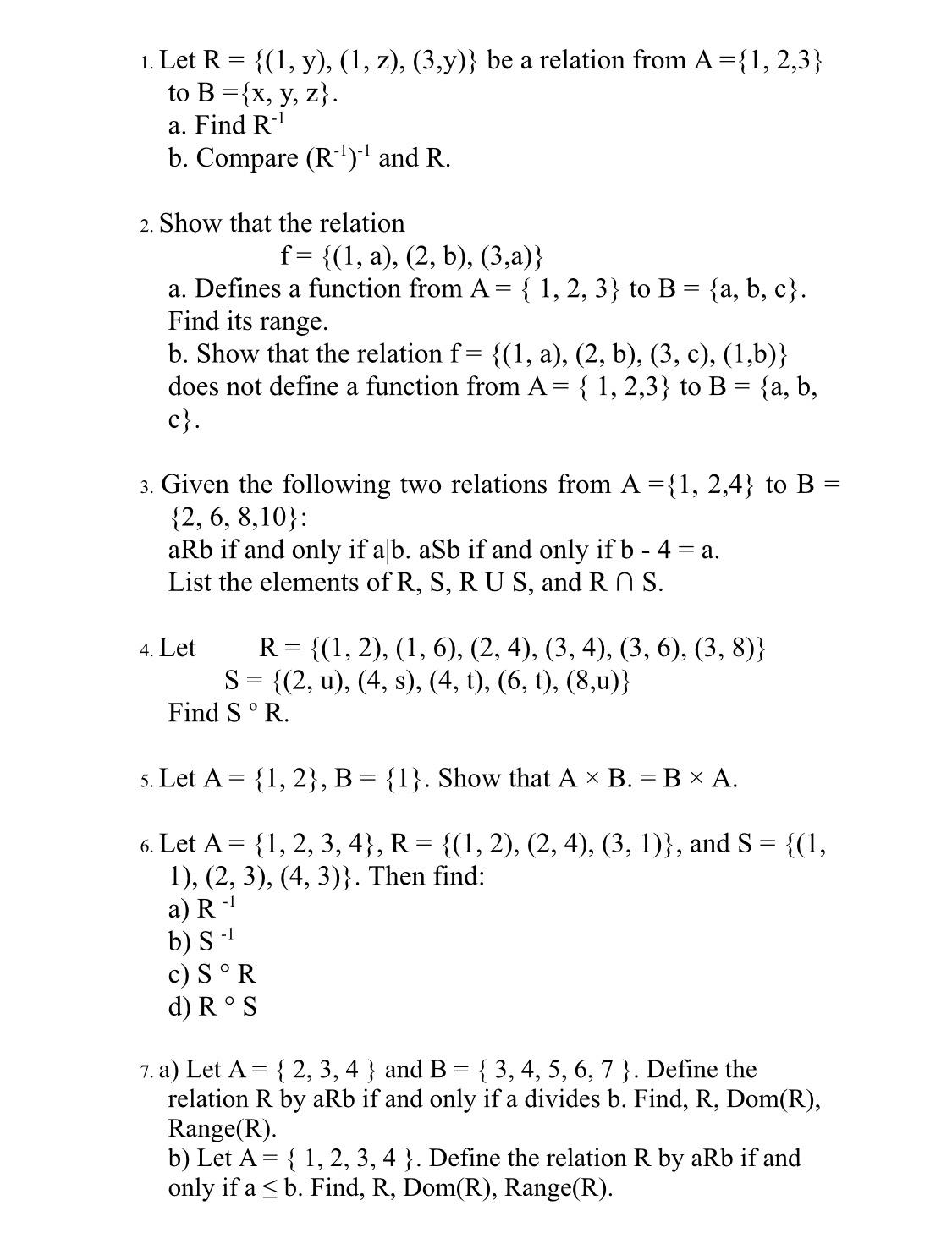 Solved Let R={(1,y),(1,z),(3,y)} ﻿be a relation from | Chegg.com