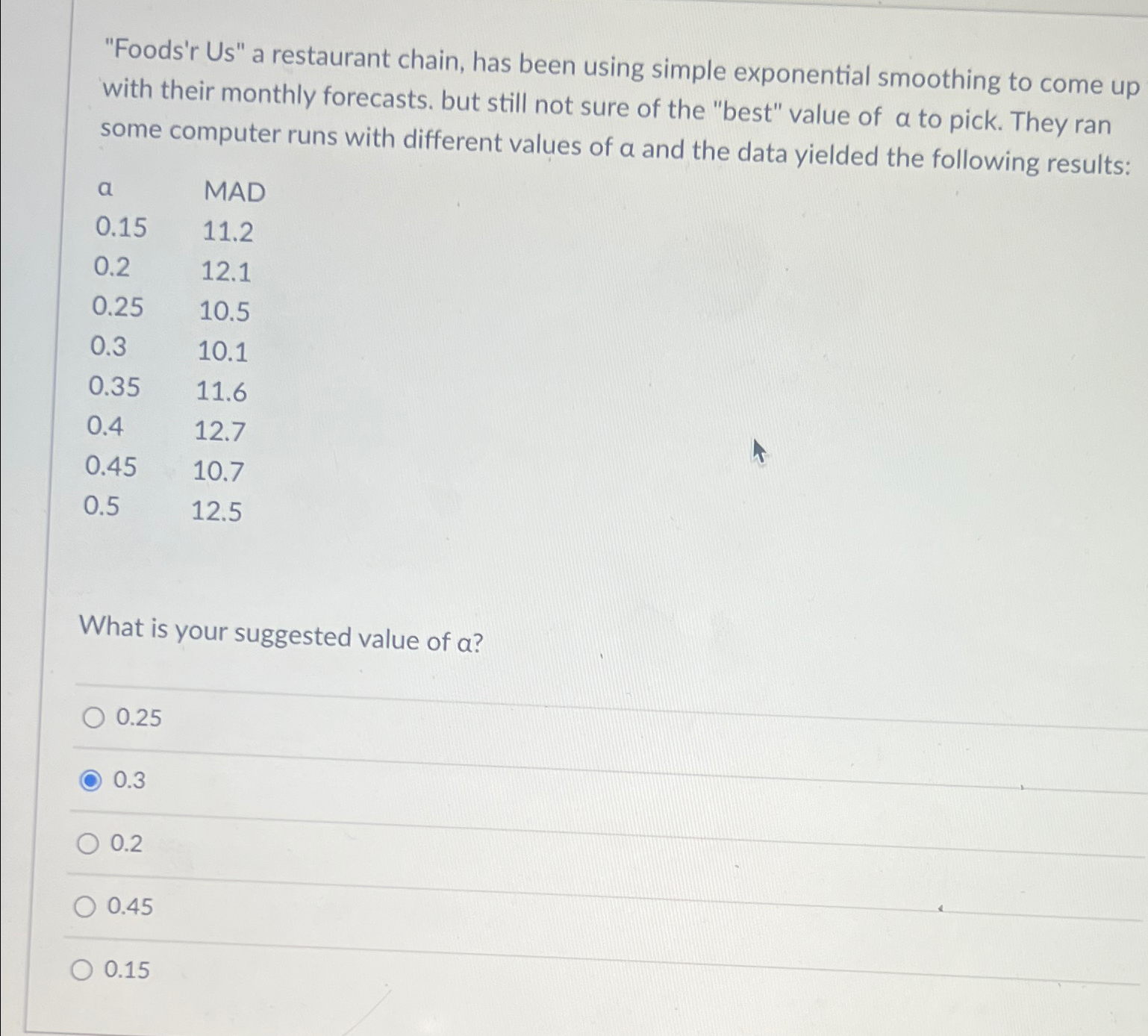 Solved "Foods'r Us" ﻿a restaurant chain, has been using | Chegg.com