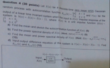 Solved Question 4 ( 30 ﻿points) ﻿Let x(n) ﻿be a | Chegg.com