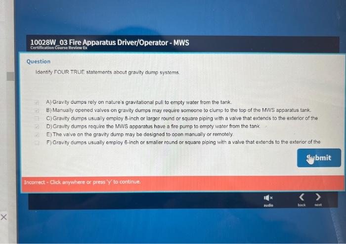 Solved Identify FOUR TRUE statements about gravity dump | Chegg.com