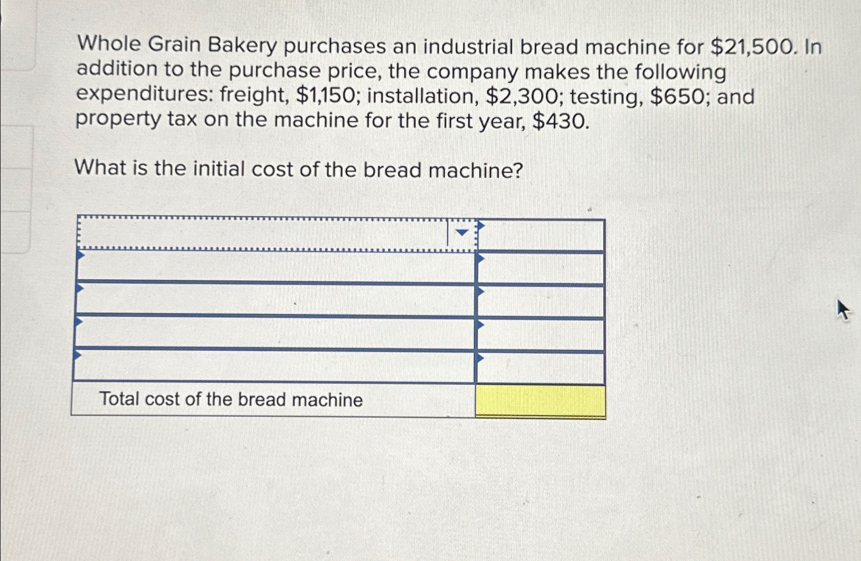 Solved Whole Grain Bakery purchases an industrial bread | Chegg.com