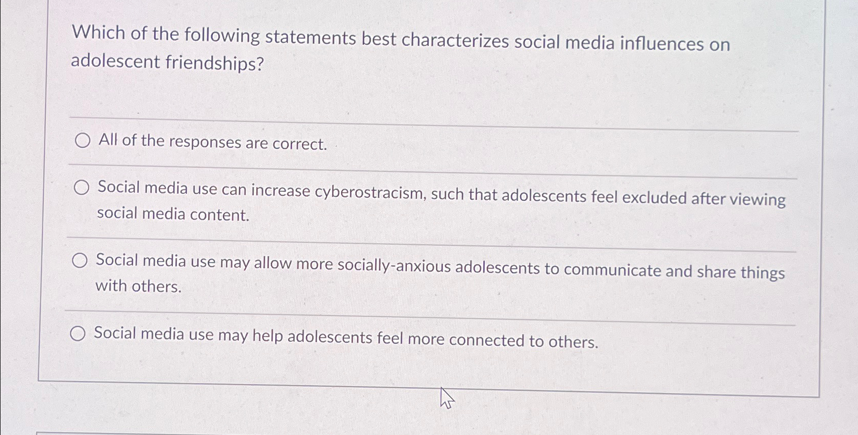 Solved Which of the following statements best characterizes | Chegg.com