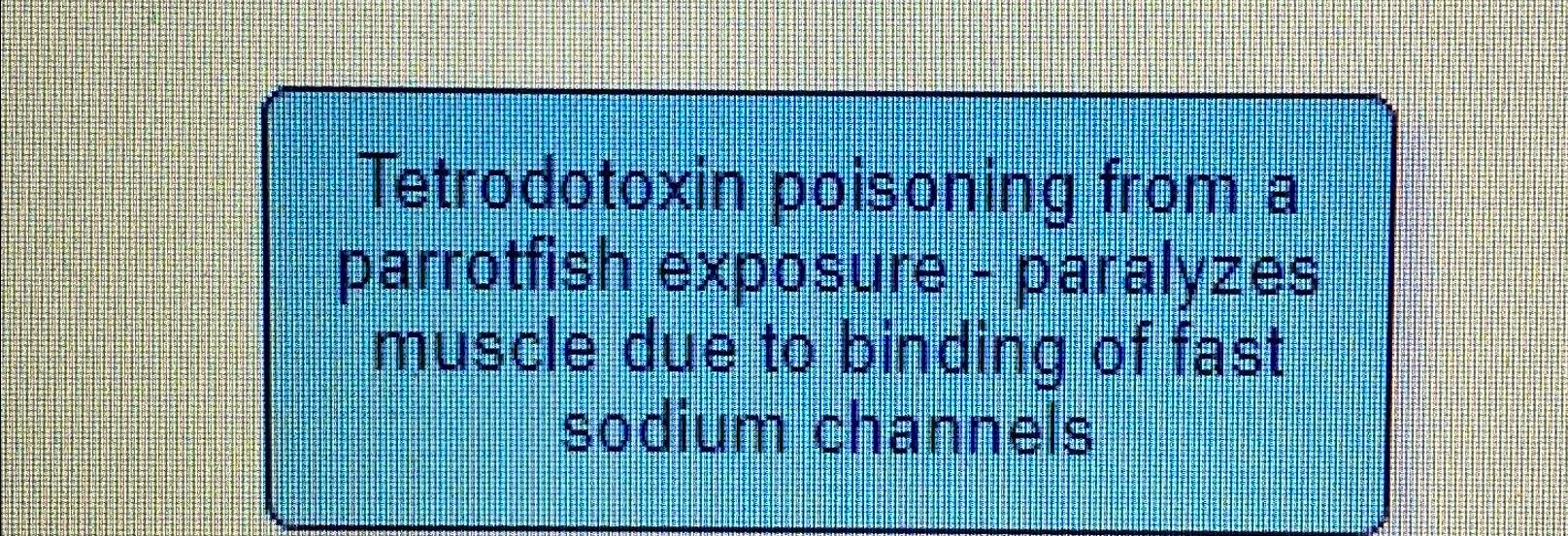 Solved Tetrodotoxin poisoning from a parrotfish exposure - | Chegg.com