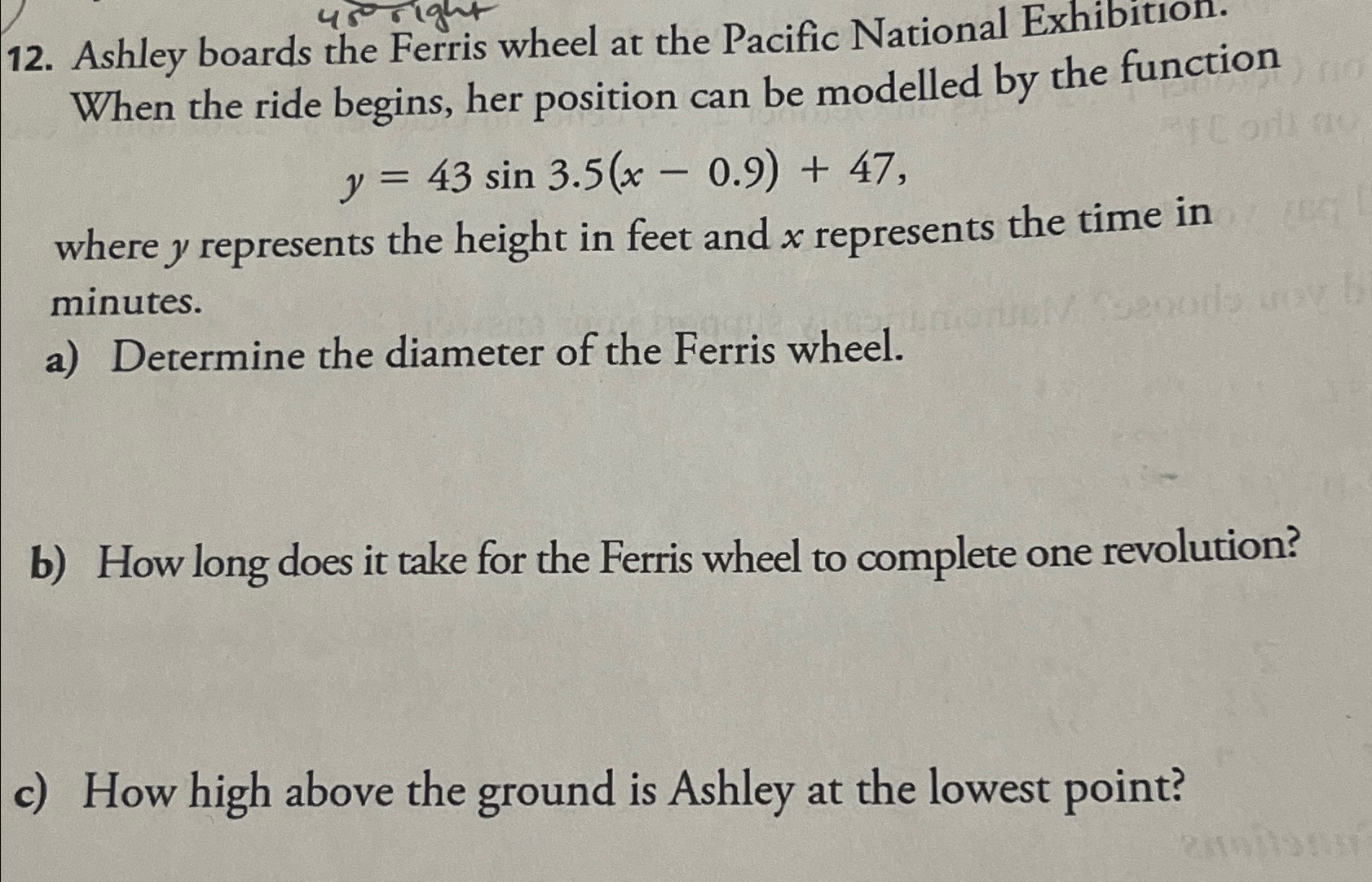 Solved Ashley boards the Ferris wheel at the Pacific | Chegg.com