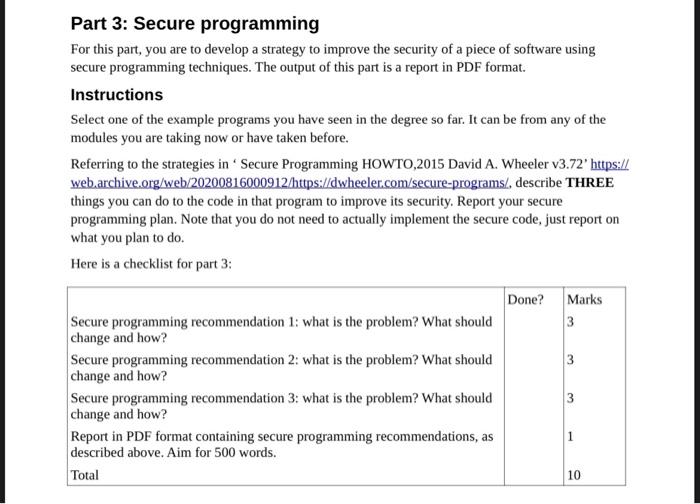 Solved Part 3: Secure programming For this part, you are to | Chegg.com