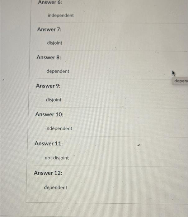 Solved Classify the following pairs of events as disjoint or | Chegg.com