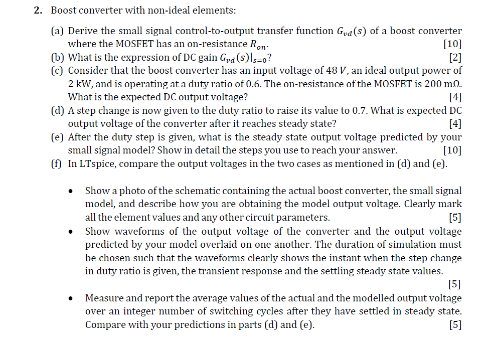 Solved Boost converter with non-ideal elements: (a) Derive | Chegg.com
