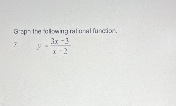 Solved Graph the following rational function. 7. y=x−23x−3 | Chegg.com