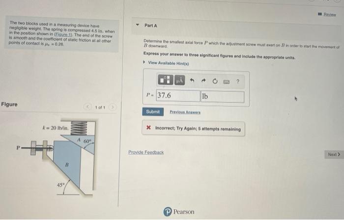 Solved Part A The two blocks used in a measuring device have | Chegg.com