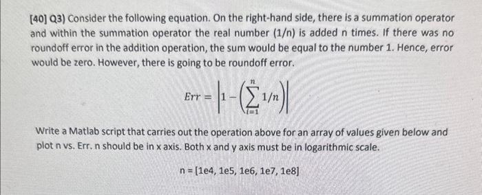 Solved [40] Q3) Consider the following equation. On the | Chegg.com