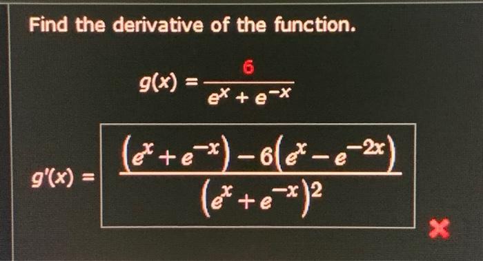 Solved Find the derivative of the function. | Chegg.com
