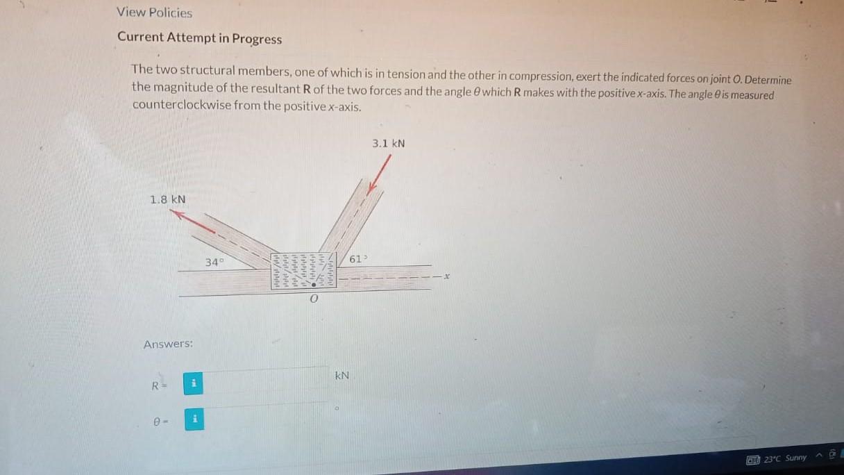 Solved The two structural members, one of which is in | Chegg.com