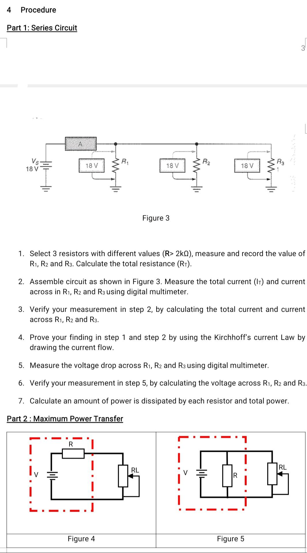 Solved 4 Procedure Part 1: Series Circuit 3 R2 18 V 18 V 18 | Chegg.com