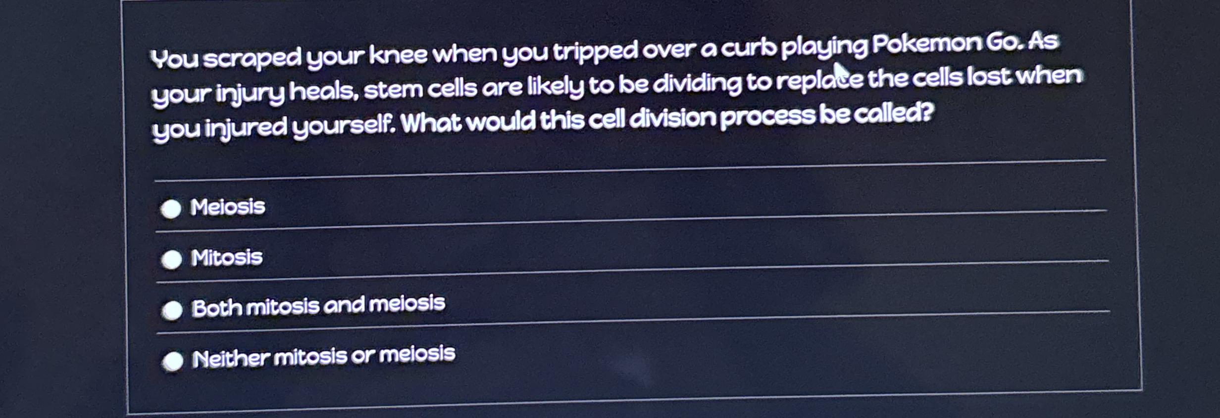 Solved You scraped your knee when you tripped over a curb | Chegg.com