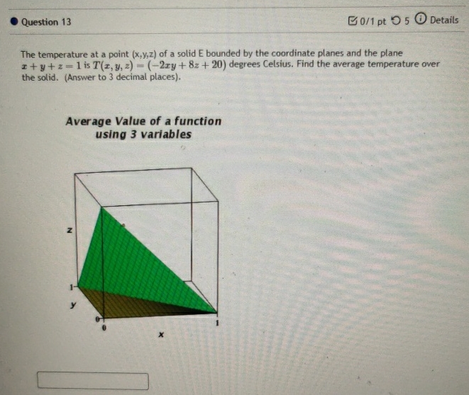Solved Question 1301pt5DetailsThe temperature at a point | Chegg.com