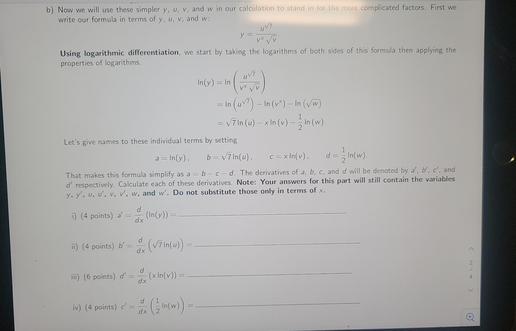 Solved 1) A Guided Derivative Calculation The derivative | Chegg.com