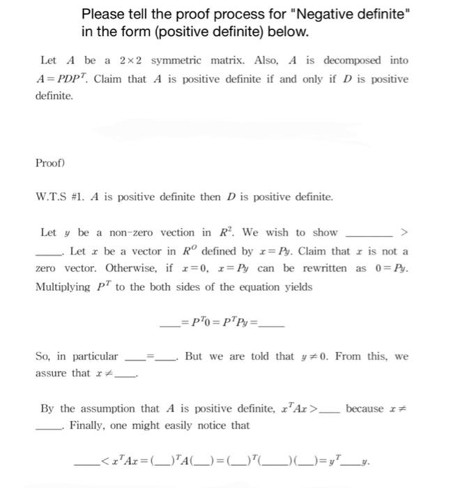 Solved Please tell the proof process for "Negative definite" | Chegg.com