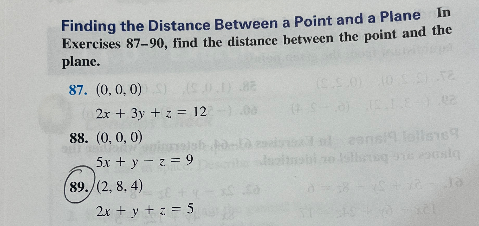 Solved In Exercises 88, ﻿find the distance between the point | Chegg.com