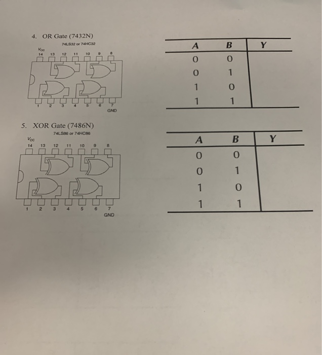 Solved 4. OR Gate (7432N) 74LS 74HCS А Y Voo 14 13 12 11 10 | Chegg.com