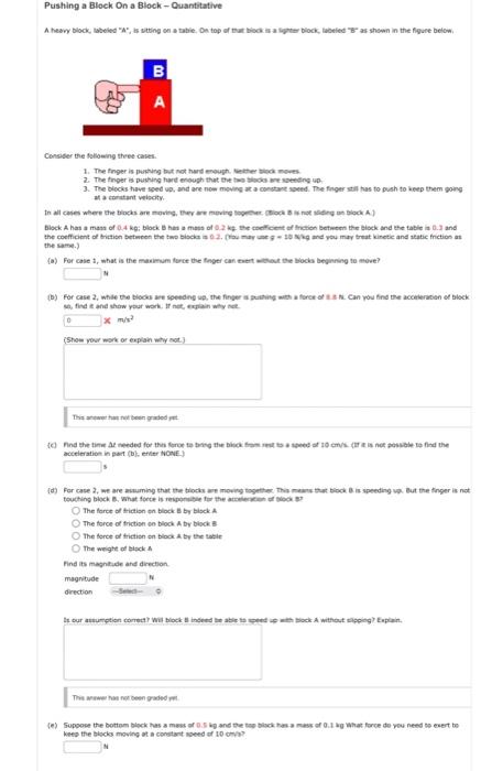 Solved Pushing a Block On a Block - Cuantitative Consider | Chegg.com