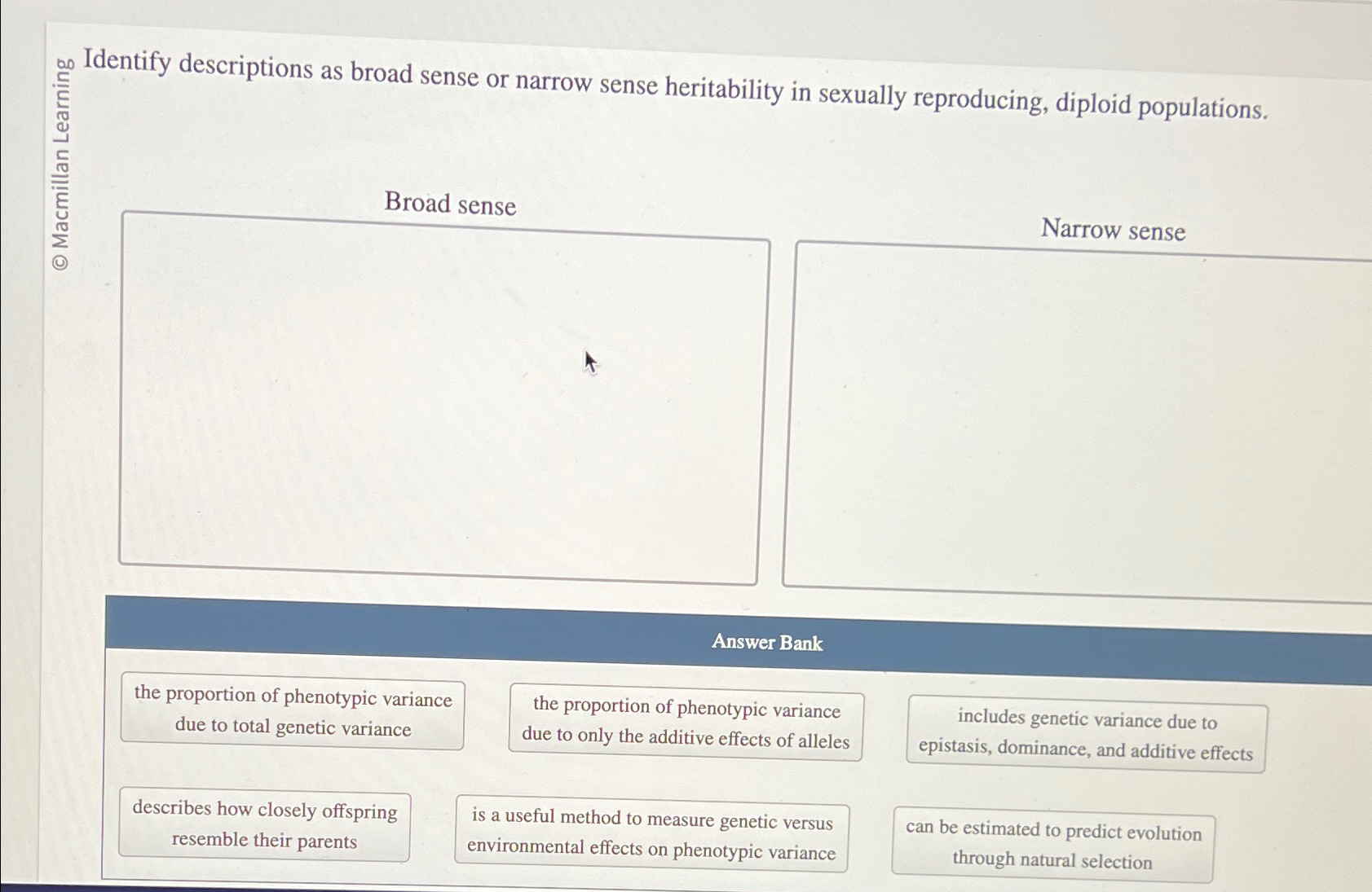 Solved Identify descriptions as broad sense or narrow sense | Chegg.com