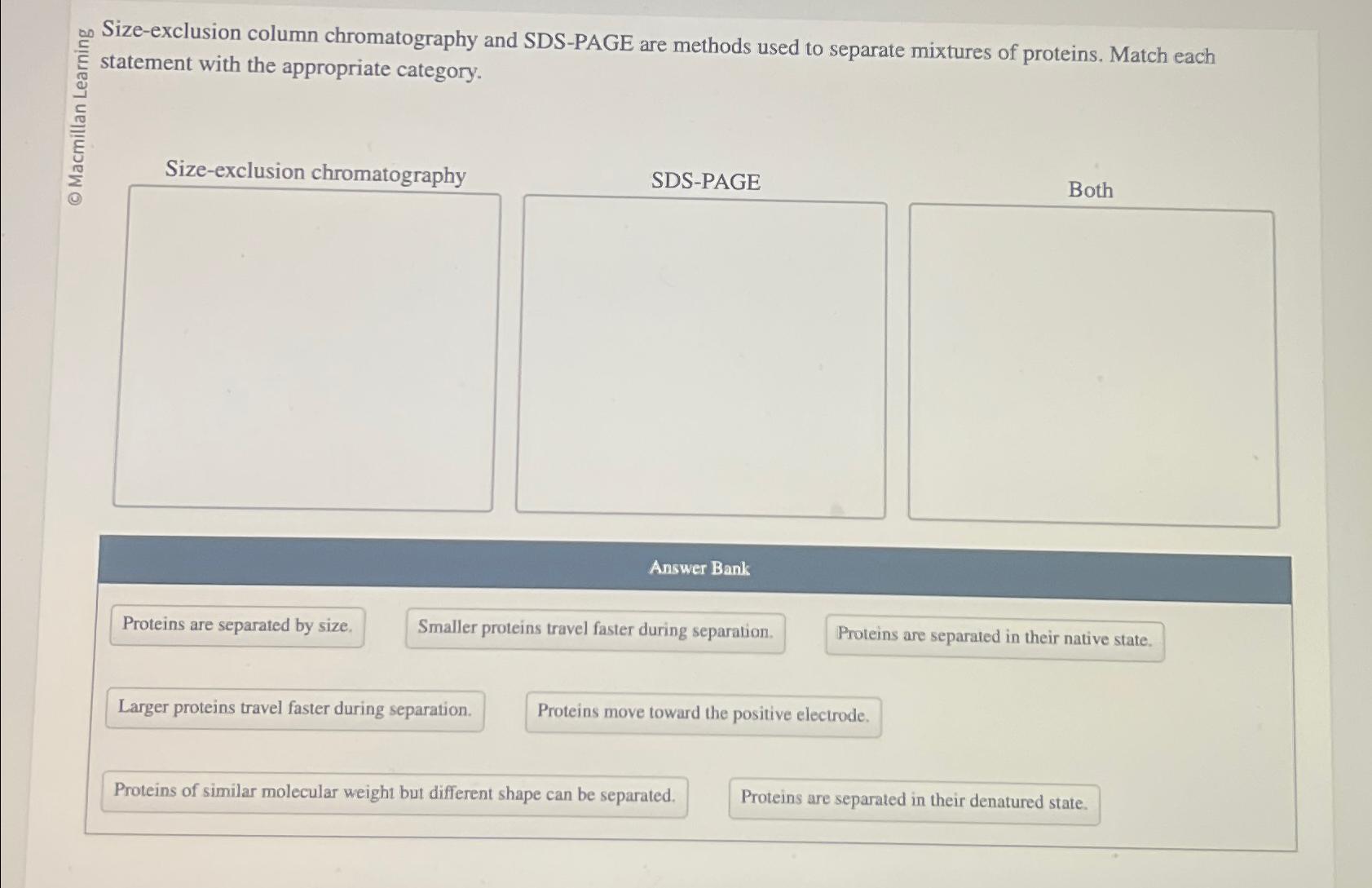 Solved Size-exclusion column chromatography and SDS-PAGE are | Chegg.com