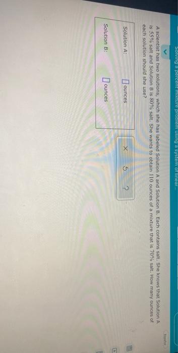 Solved Solving a percent mixture problem using a system | Chegg.com