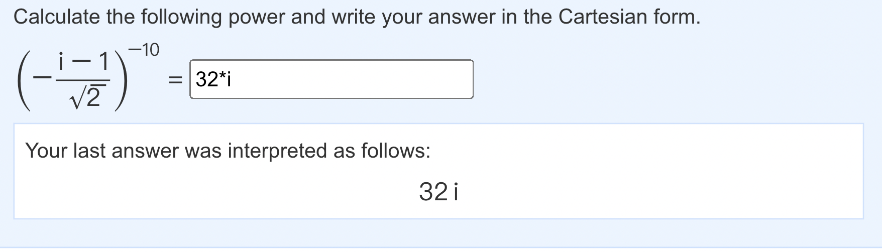 Solved Calculate the following power and write your answer | Chegg.com