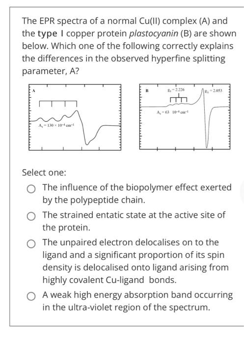 Solved Type 1 blue copper proteins contain a copper site | Chegg.com