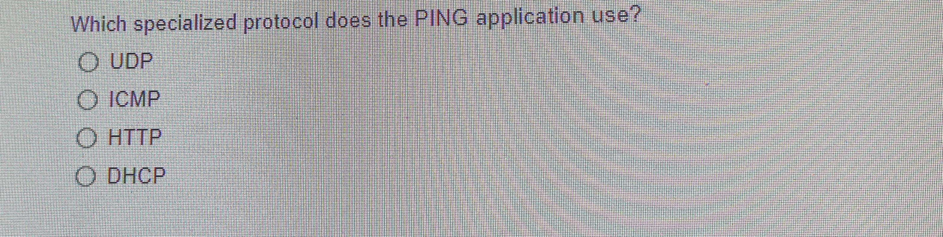 Solved Which specialized protocol does the PING application | Chegg.com