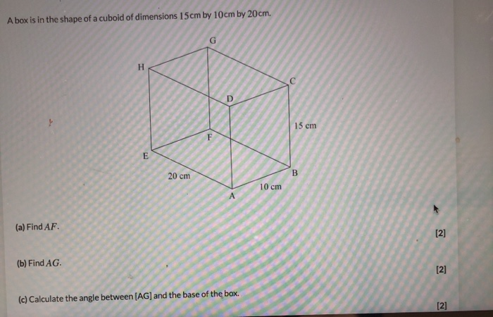 Solved A box is in the shape of a cuboid of dimensions 15cm | Chegg.com