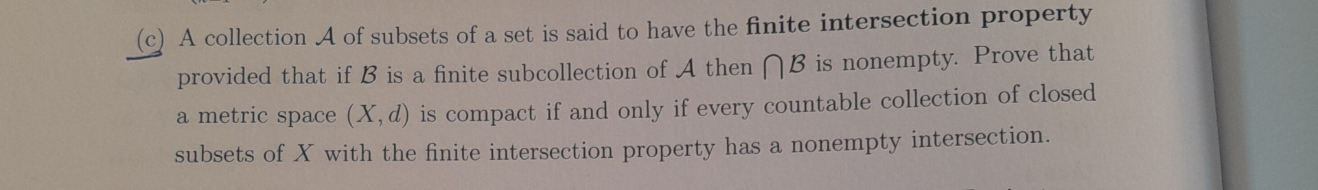 Solved (c) ﻿A collection A ﻿of subsets of a set is said to | Chegg.com