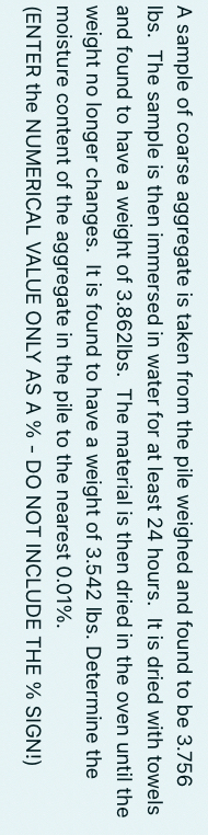 Solved A sample of coarse aggregate is taken from the pile | Chegg.com