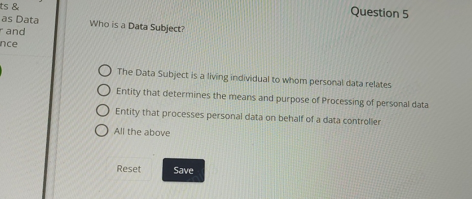 Solved Question 5Who is a Data Subject?The Data Subject is a | Chegg.com