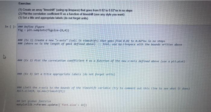Solved Exercise: (1) Create an array timeshift" (using | Chegg.com